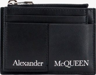 Alexander McQueen Leather card holder with logo print - ALEXANDER MCQUEEN - gender_Man