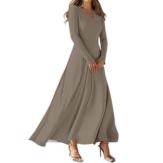 Generic Robes pour femme, manches longues, d&eacute;contract&eacute;es, col en V, couleur unie, robe longue &agrave; capuche pour femme, vert, S