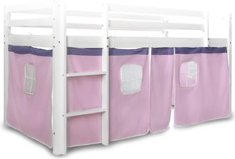Homestyle4u Bettumrandung Vorhang Hochbett Rosa 100% Baumwolle Bettvorhang Kinderzimmer Fenster | Artikel 1517