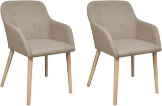 vidaXL Vidaxl - Chaises &agrave; manger lot de 2 beige tissu et ch&ecirc;ne massif