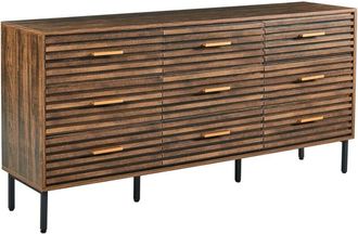 Beliani Commode Moderne en MDF &agrave; 9 Tiroirs Pieds en Fer Meuble de Salon Chambre Marron Fonc&eacute; Keith