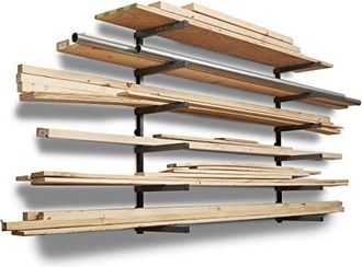 Bora Bora Portamate PBR-006B Holzorganizer und Holzaufbewahrung, Metallregal mit 6 Ebenen, Wandhalterung für den Innen- und Außenbereich