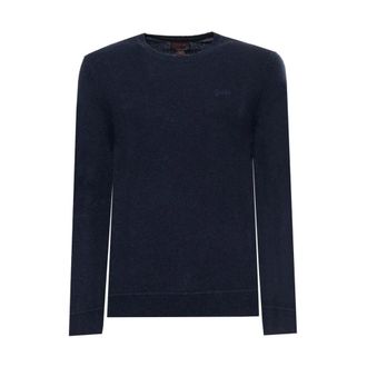 Superdry Homme, Pulls, Bleu, Taille: 2XL Pull solide pour homme avec ourlet côtelé