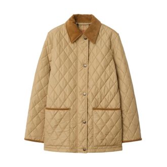 Burberry Gepolsterte Beige Jacke mit Karofutter - - Jackets - Damen - Beige - XS