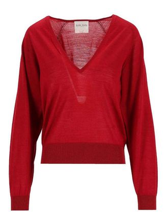 Forte_Forte Pull Col Rond - Rouge