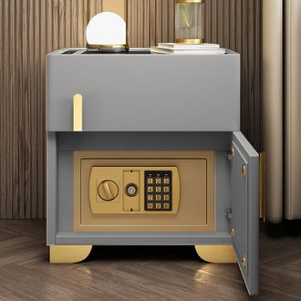 Generic Intelligenter Nachttisch Mit Verstecktem Safe - Nachttisch Mit Kabelloser Ladestation, USB-/Typ-C-Anschl&uuml;ssen, Einstellbaren 3-farbigen LED-Leuchten U