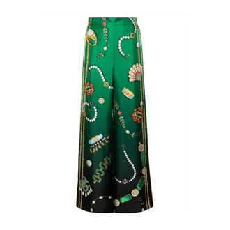 Casablanca Joyaux DAfrique Seidenhose mit weitem Bein - - Trousers - Damen - Gr&uuml;n - XS