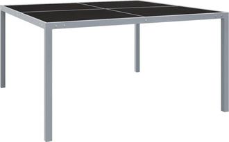 vidaXL Gartentisch 130x130x72 cm Grau Stahl und Glas - Vidaxl