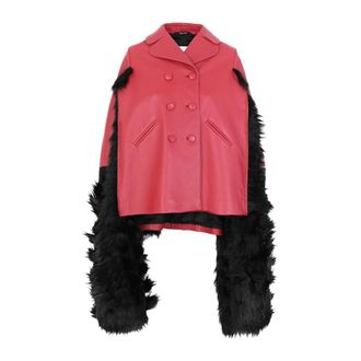 Maison Margiela Rote Ledercape Jacke Ss22 - - Jackets - Damen - Rot - 2XS