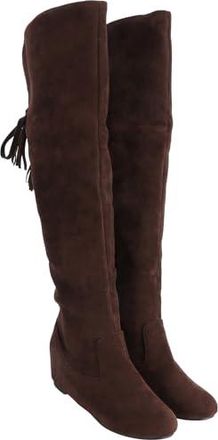 Hemobllo Bottes DHiver pour Femme Hautes au Genou Marron Taille 40 Bottes Plates en Su&eacute;d&eacute; Chaud de Neige Antid&eacute;rapantes pour Temps Froid Hiver