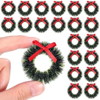 Valiclud 20 St&uuml;ck Mini Weihnachtskranz K&uuml;nstliche Kleine Weihnachtskr&auml;nze f&uuml;r Puppenhaus Dekoration und Fenster Festliche f&uuml;r Kreative Spielzeuge