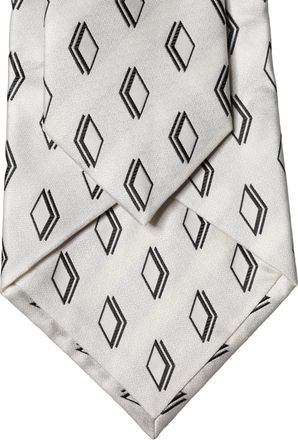 Dolce & Gabbana White Patterned Silk Adjustable Women Tied Necktie Tie