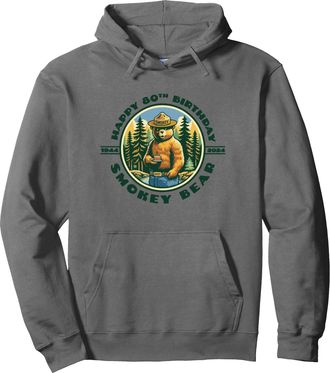 Giant Step Design Co. Happy 80th Birthday Smokey Bear 1944-2024 Retro Cupcake Pullover Hoodie