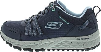 Skechers 180061 Nvbl, niedrig geschnittene Wanderschuhe für Damen, marineblaues Leder-Mesh mit blauem Besatz, 36,5 EU