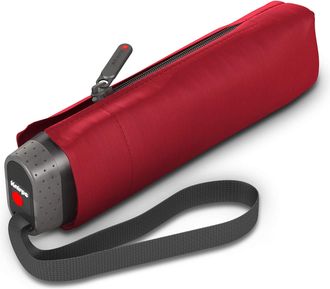 Knirps Taschenschirm TS.010 Slim Small Superthin - Flaches Format - Superleicht - Windkanal getestet - 18 cm - Red