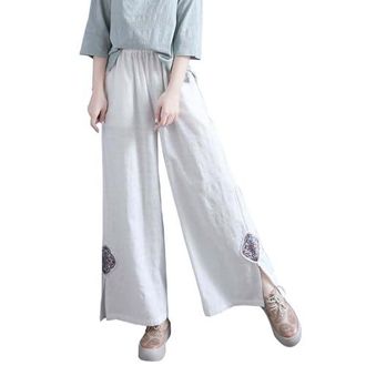 Generic Pantalon Femme Taille Haute Elegant Boh&egrave;me Fluide Grande Taille L&eacute;ger Respirant Ample Baggy Pantalons Palazzo Confortables D&eacute;contract&eacute;