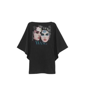 Alexander Wang Graphic-print Cape-sleeve Mini Dress