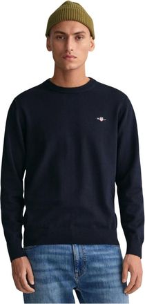 GANT Marine Classic Cotton C-Neck Sweater - Homme - Pulls - Bleu - Taille: 2XL