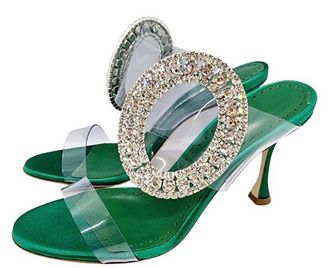 Manolo Blahnik Jimmy Choo Oversized Crystal Buckle Sandals Size 37