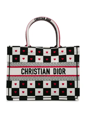 Dior 2021 mittelgroße Dioramour D-Chess Book Tote Bag - Weiß