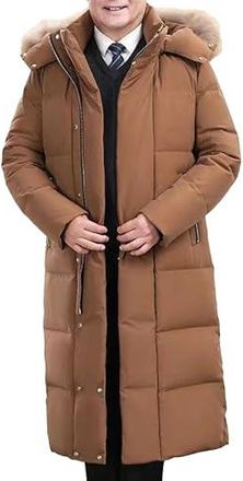Generic Vestes longues et chaudes &agrave; capuche matelass&eacute;es pour hommes, parka &eacute;paisses, coupe-vent, manteau dhiver chaud en duvet pour homme, caf&eacute;, XXL
