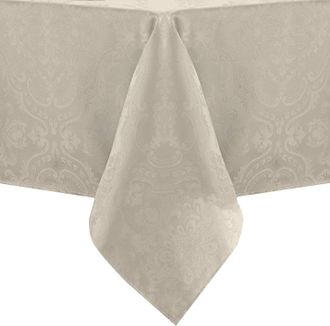 Elrene Home Fashions Caiden Elegance Damast-Tischdecke, wasserdicht, Flecken- und knitterfrei, 152,4 x 259,1 cm, l&auml;nglich/rechteckig, Taupe