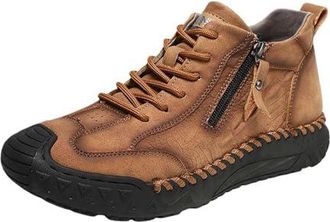 Generic Bottes Chukka d&eacute;contract&eacute;es en cuir pour homme - Mocassins l&eacute;gers &agrave; enfiler avec fermeture &eacute;clair lat&eacute;rale pour la conduite et la marche, marron, 41 1