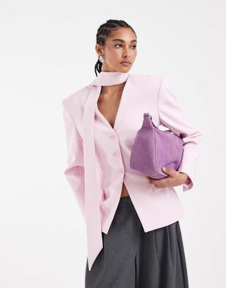 Asos Blazer cintr&eacute; &agrave; d&eacute;tail foulard-Rose