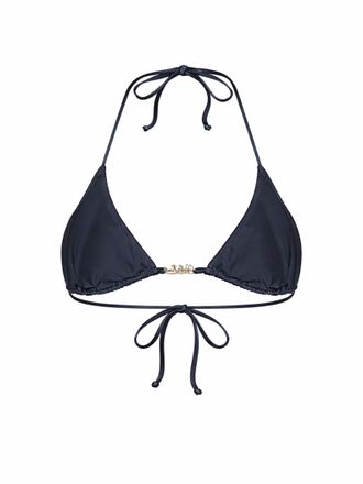 MC2 Saint Barth Womens Triangle Bikini Top Leah Plate Blue Lycra Polyamide Swimwear Sea Clothing