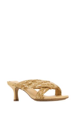 Bottega Veneta Womens Riva Mule Beige Raffia Sandal