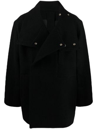 Rick Owens manteau en laine vierge à boutonnière croisée - Noir