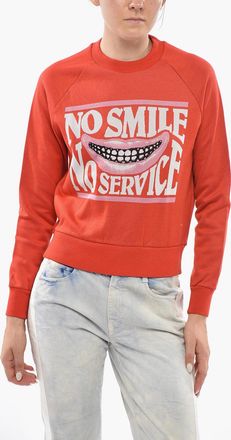Stella McCartney Rundhalspullover NO SMILE NO SERVICE aus Baumwollmischung Stella McCartney