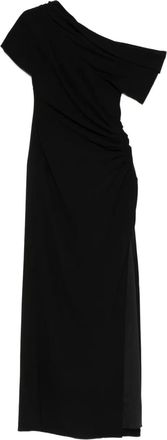 SIMKHAI robe mi-longue drapée à une épaule Kally - Noir