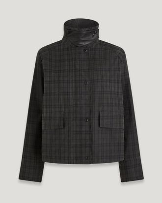 Belstaff Belstaff Veste Iris pour femme Tartan de coton ciré Hollingworth Anthracite/Noir Taille 40