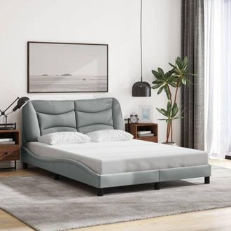 vidaXL Bettgestell mit Kopfteil Hellgrau 140x190 cm Stoff vidaXL583322