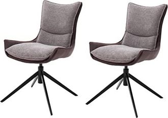 Robas Lund Esszimmerstühle 2er Set 360°drehbar, Belastbar bis 120 kg, Stuhl mit Stoffbezug Rostbraun