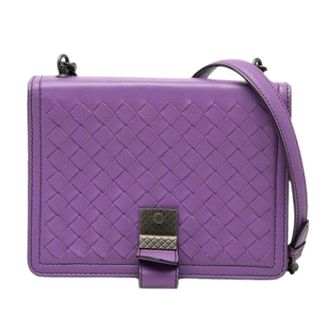 Bottega Veneta Pre-owned Gewebte Nappa Leder Schultertasche mit &Uuml;berschlag - - Pre-owned - Damen - Lila - ONE SIZE