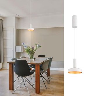 SLV LALU Pendelleuchte TETRA 14 Aufbau Weiß | Hängelampe mit warmweißen LED dimmbar | Hochwertiger Aluminium Lampenschirm Durchmesser 14cm | Ideal für Ess
