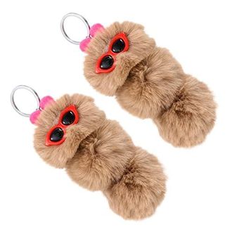 BESTONZON 2pi&egrave;ces Porte-cl&eacute;s Peluche Lot De Forme Chenille Pendentif Cl&eacute; D&eacute;coration Sac