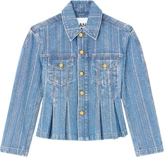 Ganni Femme, Vestes, Bleu, Taille: 38 FR Veste en Denim Structuré Ajustée Bleue