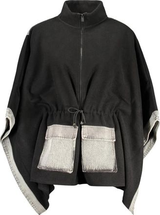 Desigual Denim-Poncho mit Kontrastdetails - - Jackets - Damen - Schwarzk - ONE SIZE