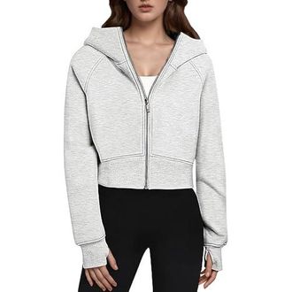 Generic Sweat-shirt &agrave; capuche pour femme - Manches longues - Fermeture &eacute;clair - Sport - Veste courte - Fermeture &eacute;clair - Sweat &agrave; capuche avec poches - Veste 