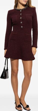Self Portrait Crystal-Embellished Dress - Burgundy