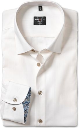 Marvelis Herren Oberhemd Langarm Body-Fit,Einfarbig,18 New York Kent,Ecru 03,42