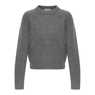 Jil Sander Wollpullover mit Rundhalsausschnitt - - Knitwear - Damen - Grau - M