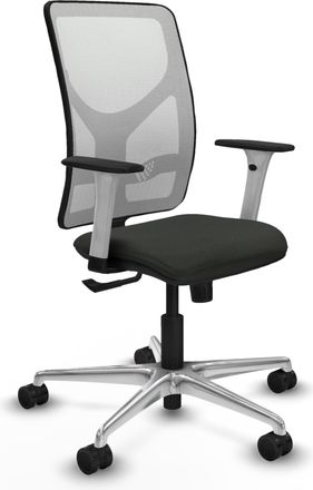 Piqueras y Crespo B&uuml;rostuhl aus schwarzem Netzstoff, mit wei&szlig;en und schwarzen Armlehnen, h&ouml;henverstellbare Lendenwirbelst&uuml;tze, ausgestattet mit 3 Positionen und Schaums