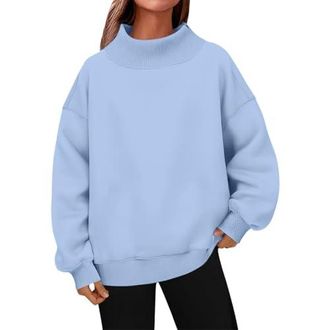 Generic Sweat-shirt pour femme - Couleur unie - Haut surdimensionn&eacute; - Col rond - Manches longues - Automne - Hiver - D&eacute;contract&eacute; - Confortable - Tendance - Co