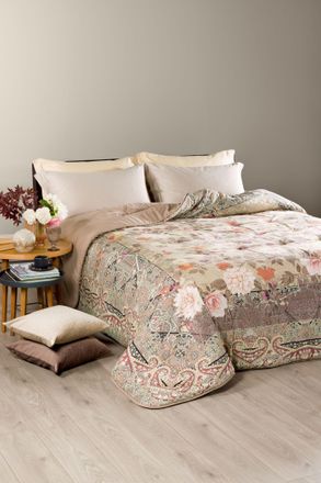 Caleffi Granscaldotto Giava Steppdecke f&uuml;r Doppelbett, mittelschwer, aus 100% Baumwolle, Winter-Steppdecke, 260 x 265 cm, Taupe