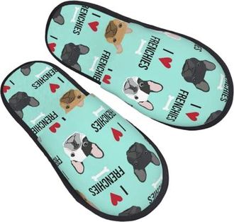 Generic Pantoufle Maison Motifs De Chiens Fran&ccedil;ais Chaussons Maison Portative Hiver Chaussures Chaudes Confortable Chaudes Pantoufles Pour Salon H&ocirc;tels Maison