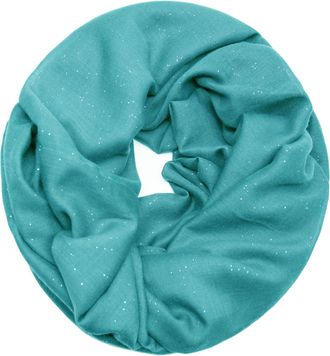 Glamexx24 Loop Schal Damen Schlauchschal Glitzer Unifarbener Rundschal Halstuch f&uuml;r Fr&uuml;hling, Sommer, Herbst, Winter, Tuerkisblau